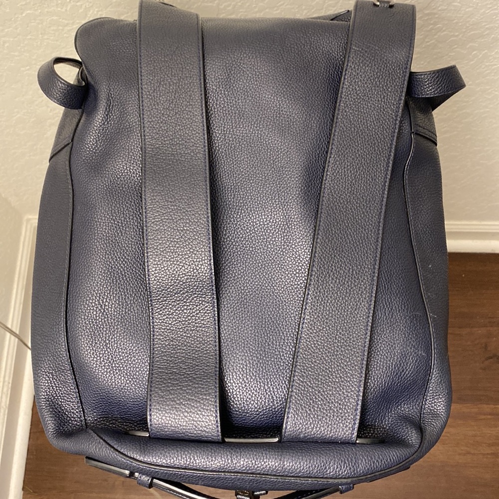 Coach Navy Leather Laptop Friendly Backpack - Gem